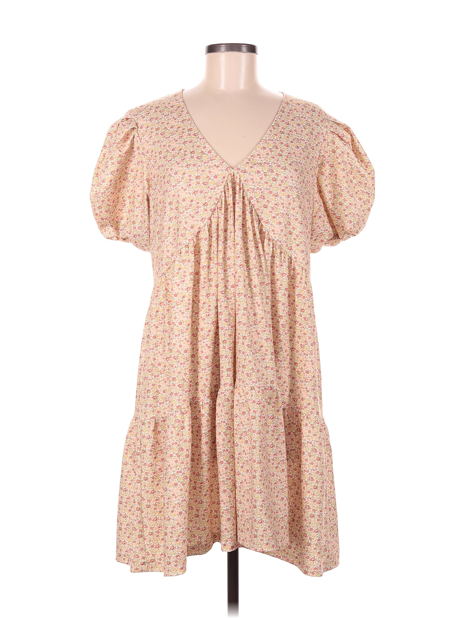 Hyacinth House Floral Motif Tan Casual Dress Size M 71 Off Thredup