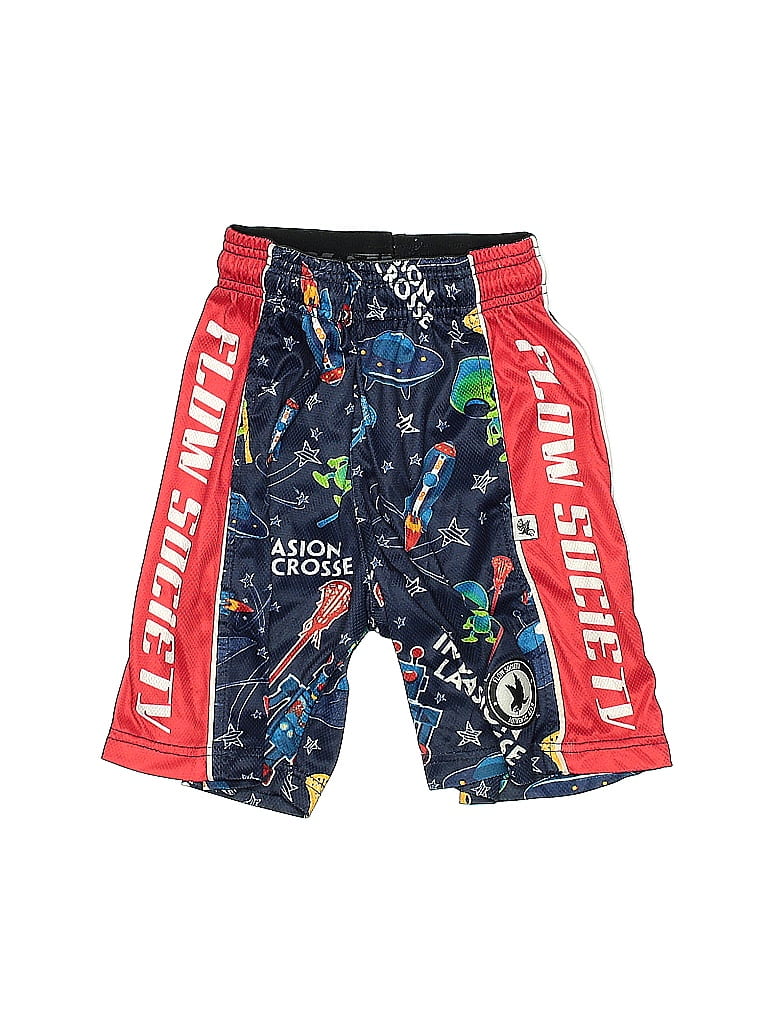 FLOW SOCIETY 100% Polyester Graphic Blue Athletic Shorts Size X-Small ...