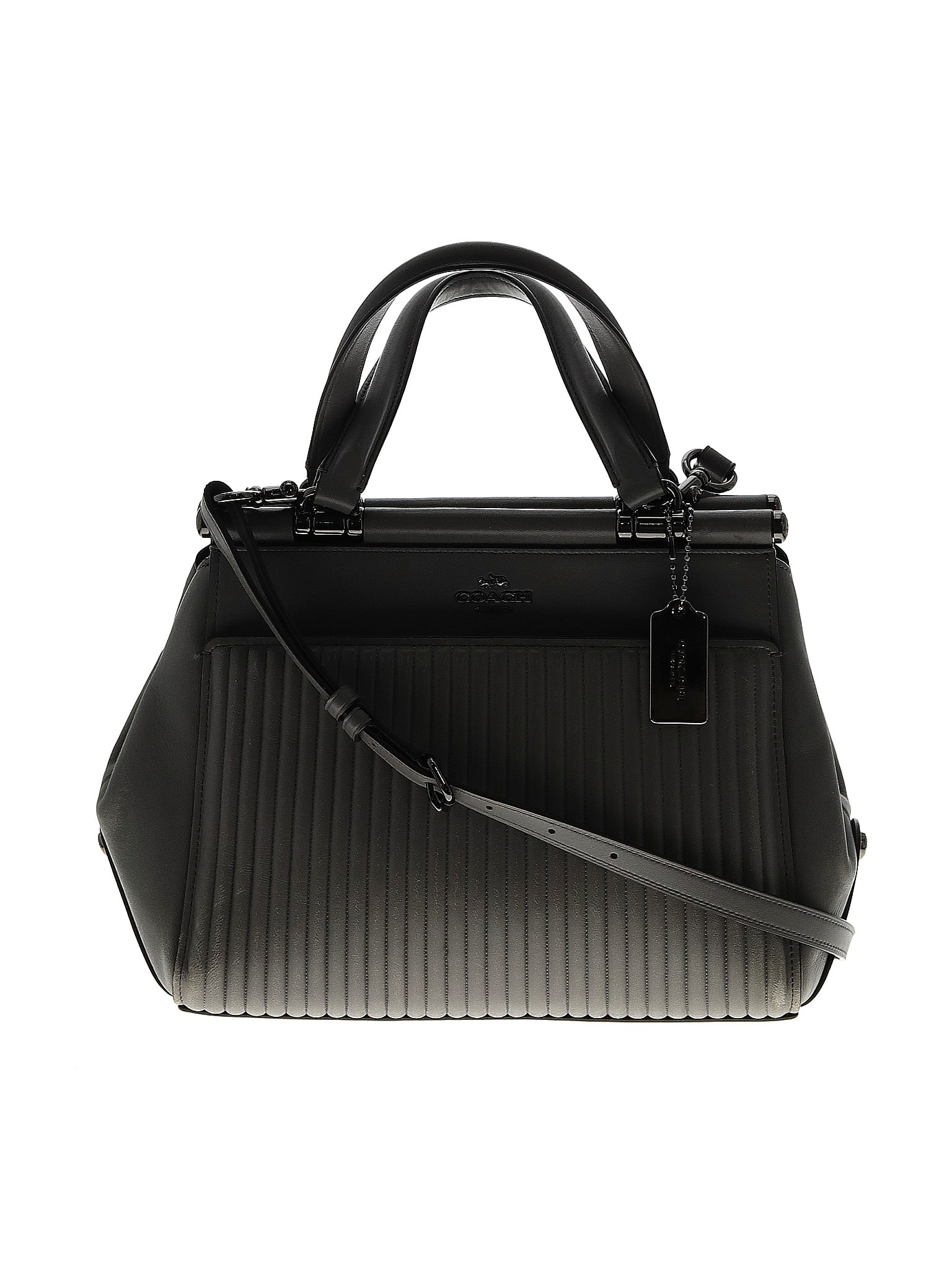 Coach 100% Leather Stripes Gray Leather Satchel One Size - 74% off ...