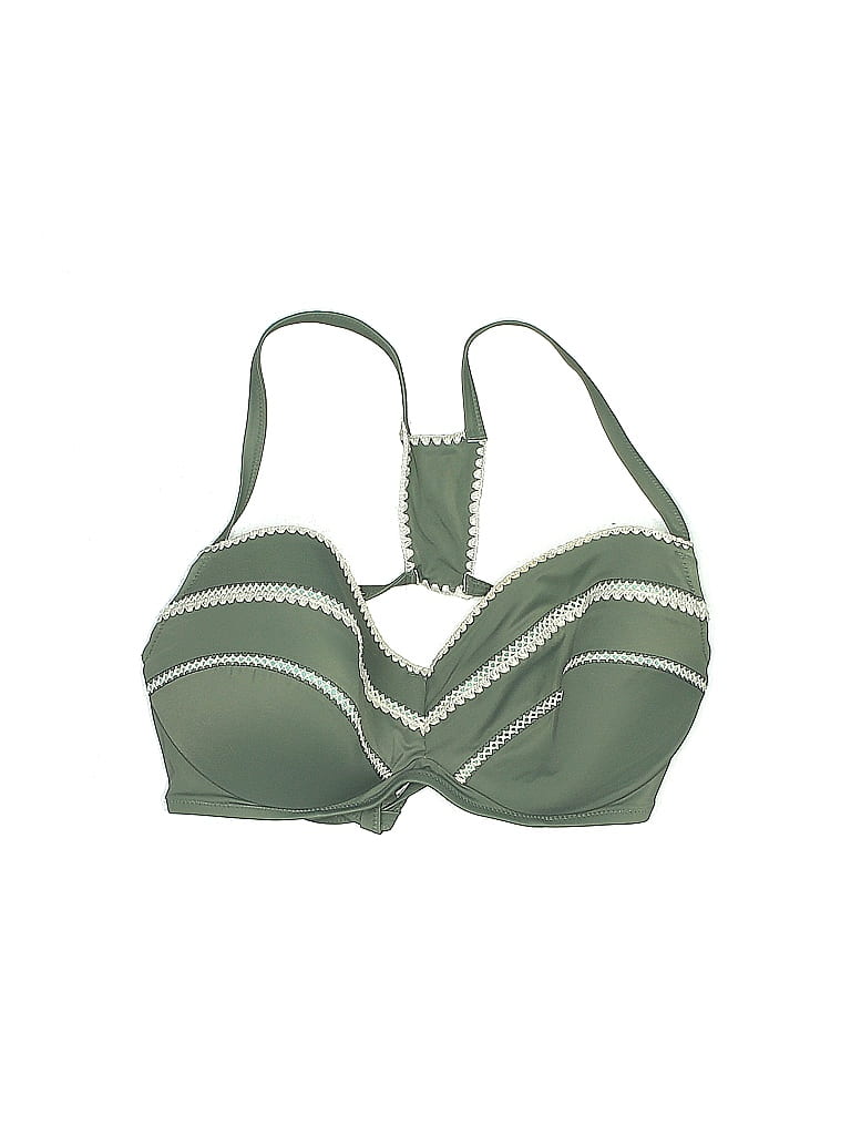 Shade & Shore Chevron-herringbone Green Gray Swimsuit Top Size Lg (36DD ...