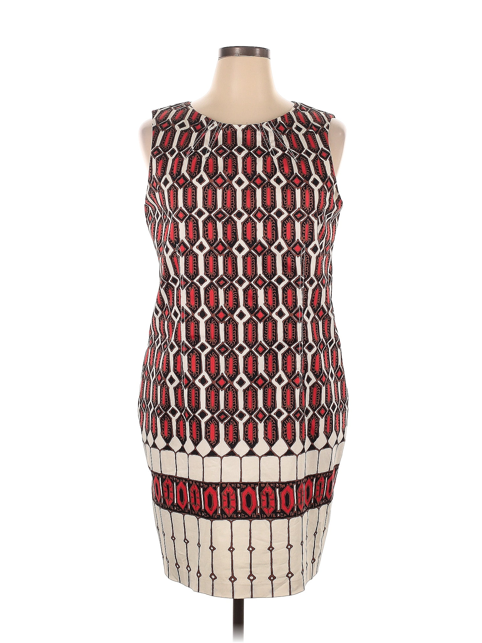 Talbots Graphic Burgundy Cocktail Dress Size 16 - 75% off | ThredUp