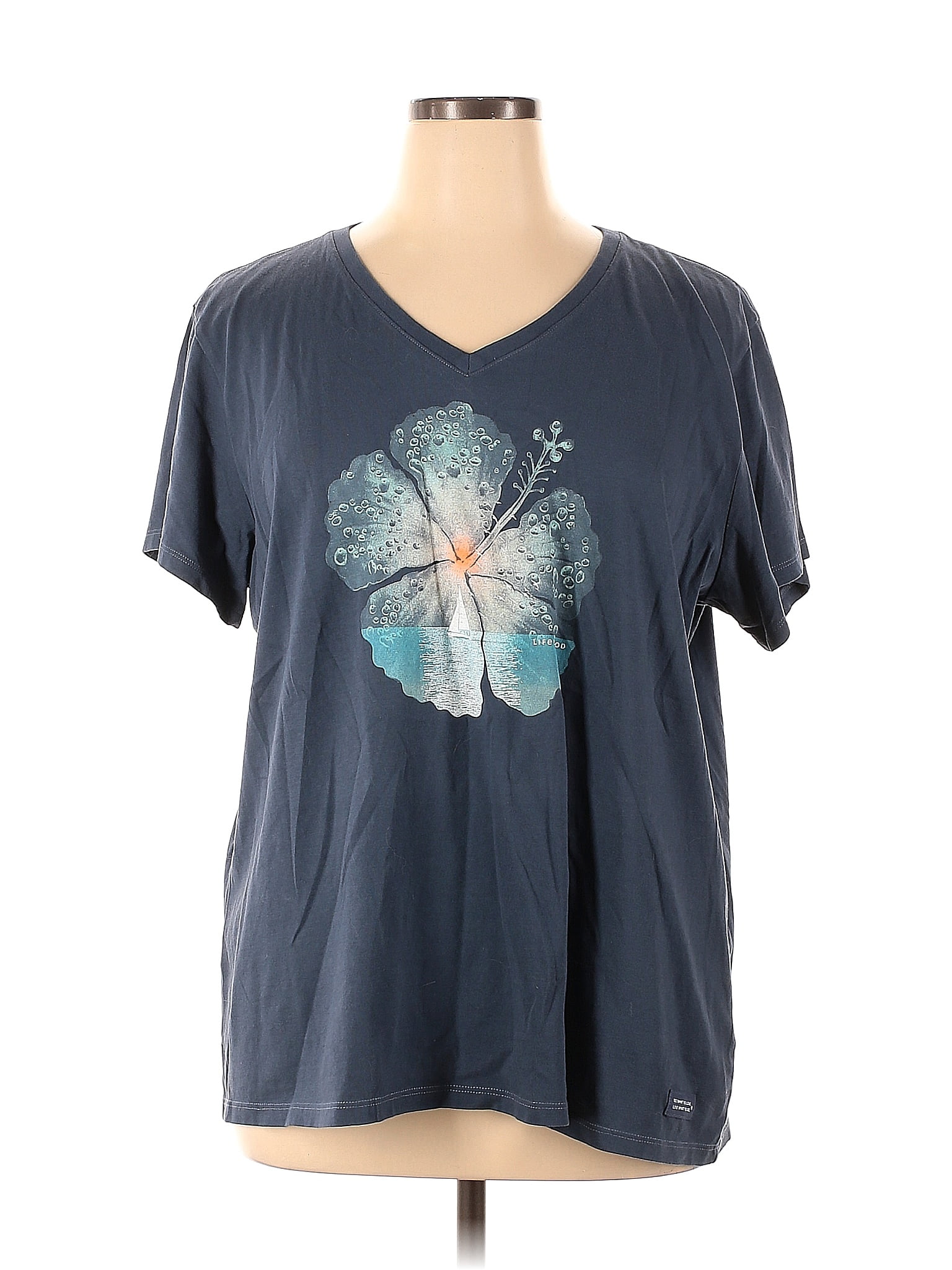 Life Is Good 100% Cotton Batik Blue Long Sleeve T-Shirt Size XXL - 28% ...