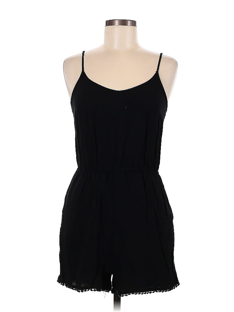 Mossimo Supply Co. 100% Rayon Solid Hearts Black Romper Size M - 60% ...
