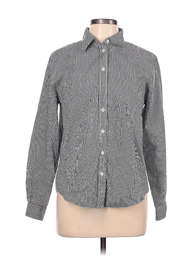 Talbots Houndstooth Checkered-gingham Gray Long Sleeve Button-Down Shirt Size 12 - 75% off | ThredUp