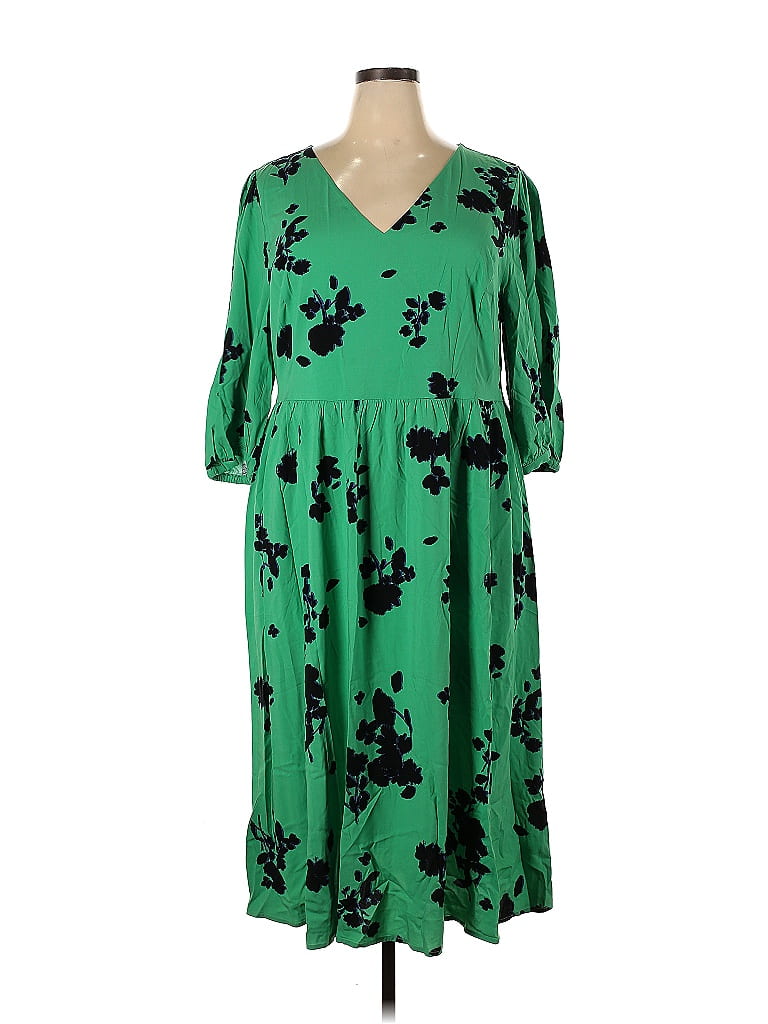 Ava & Viv Paint Splatter Print Green Casual Dress Size 2X (Plus) - 42% ...