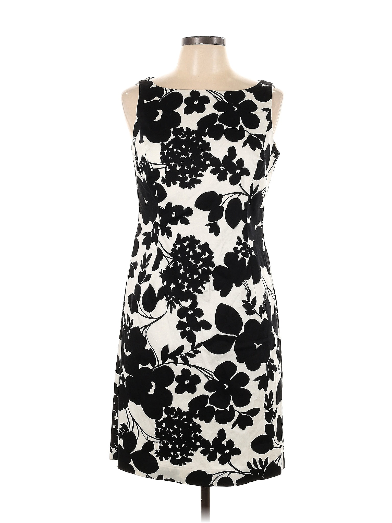 Rena Rowan Jacquard Floral Motif Damask Ivory Black Cocktail Dress Size ...