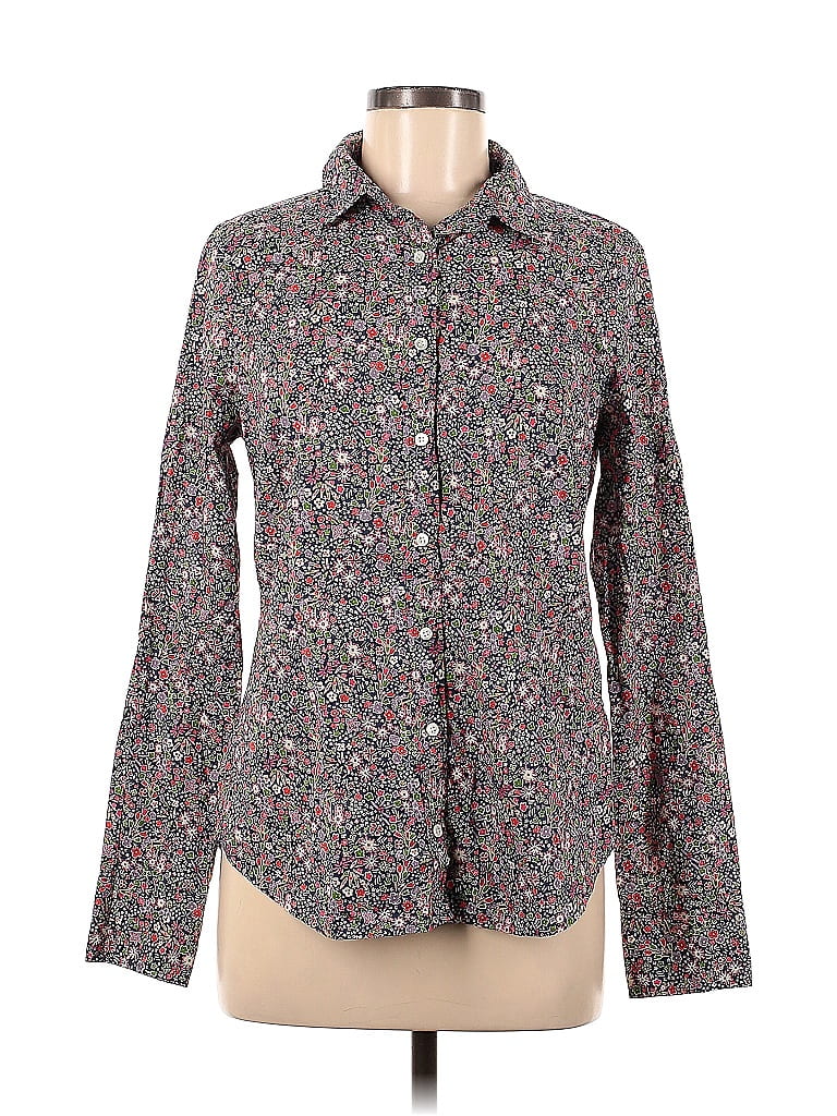 Liberty Art Fabrics for J.Crew 100% Cotton Tweed Floral Paisley Gray Long Sleeve Button-Down ...