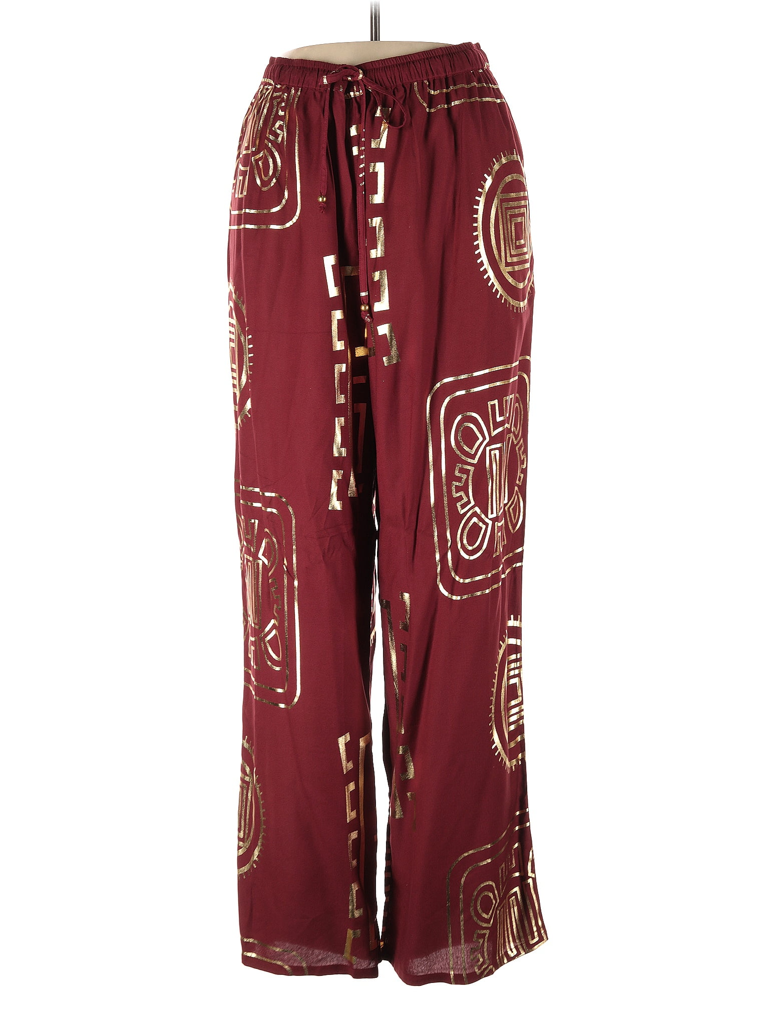 ASHRO 100% Viscose Print Burgundy Casual Pants Size XL - 58% off | ThredUp