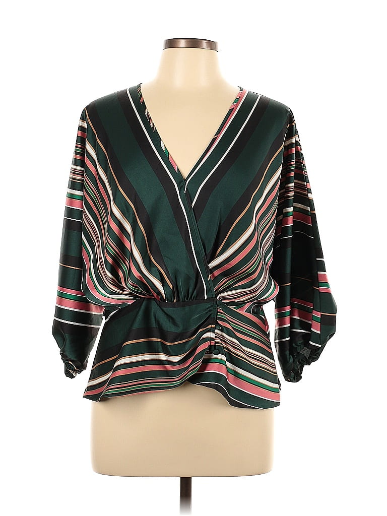 7th Avenue Design Studio New York & Company Green 3/4 Sleeve Blouse ...