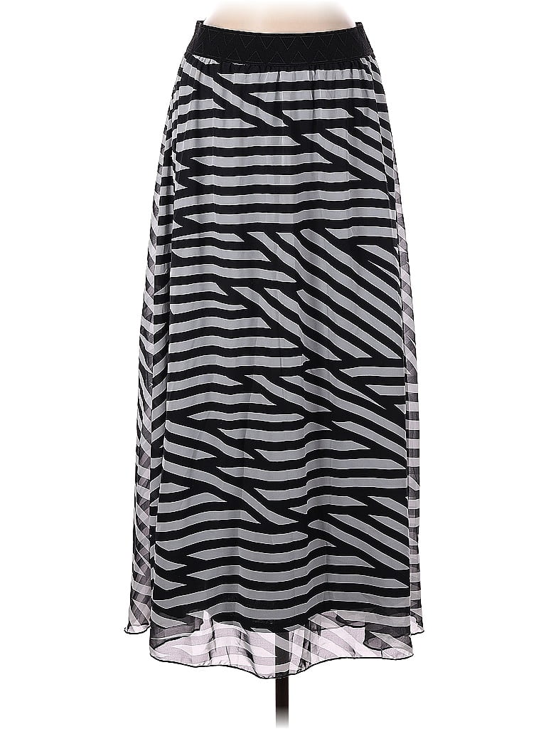 Lularoe 100 Polyester Stripes Zebra Print Silver Casual Skirt Size M