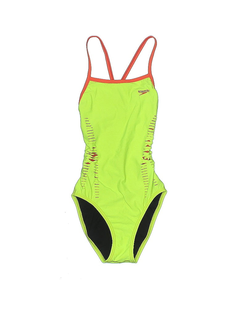 Speedo Solid Grid Stars Graphic Color Block Green One Piece Swimsuit ...