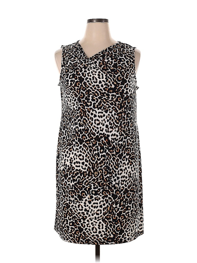 Chico's Tortoise Animal Print Leopard Print Brown Casual Dress Size XL ...