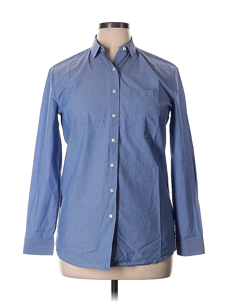 ATM Anthony Thomas Melillo 100% Cotton Blue Long Sleeve Button-Down Shirt Size 0X (Plus) - 78% ...