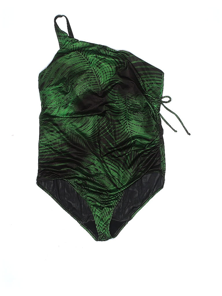 Swim By Cacique Jacquard Acid Wash Print Batik Brocade Graphic Green