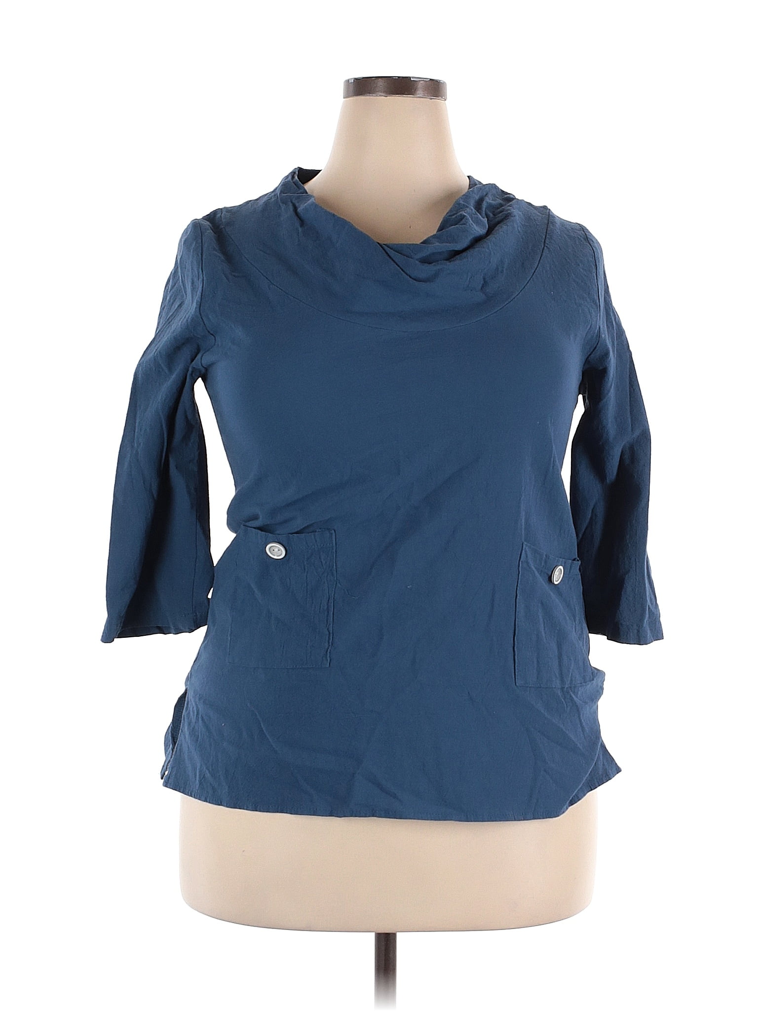 Misslook Blue 3/4 Sleeve Top Size 2X (Plus) - 57% off | ThredUp