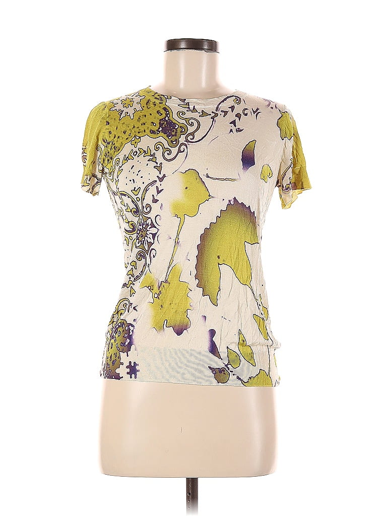 ETRO 100% Silk Ivory Yellow Short Sleeve Silk Top Size 44 (IT) - 76% off | ThredUp
