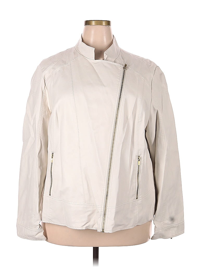 Black Rivet 100% Polyurethane Ivory Jacket Size 3X (Plus) - 71% off ...