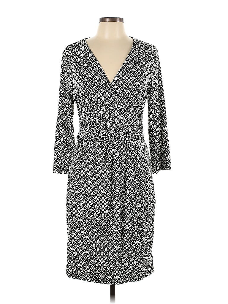 Talbots Print Gray Casual Dress Size L - 77% off | ThredUp