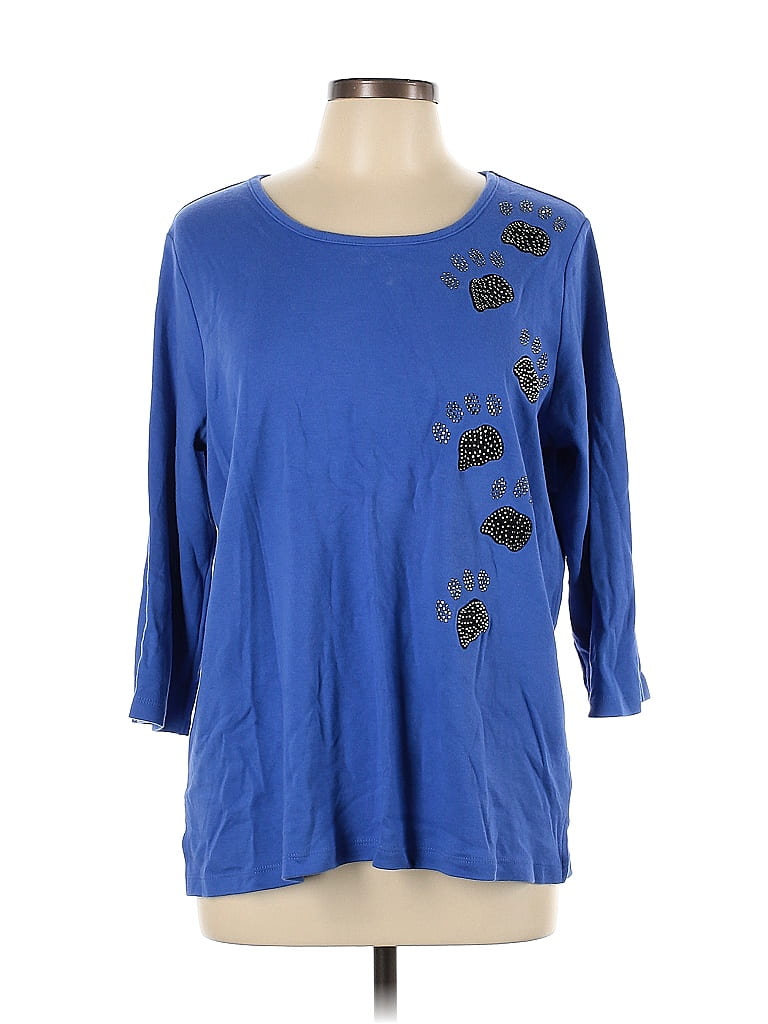 Quacker Factory Blue 3/4 Sleeve T-Shirt Size L - 71% off | ThredUp