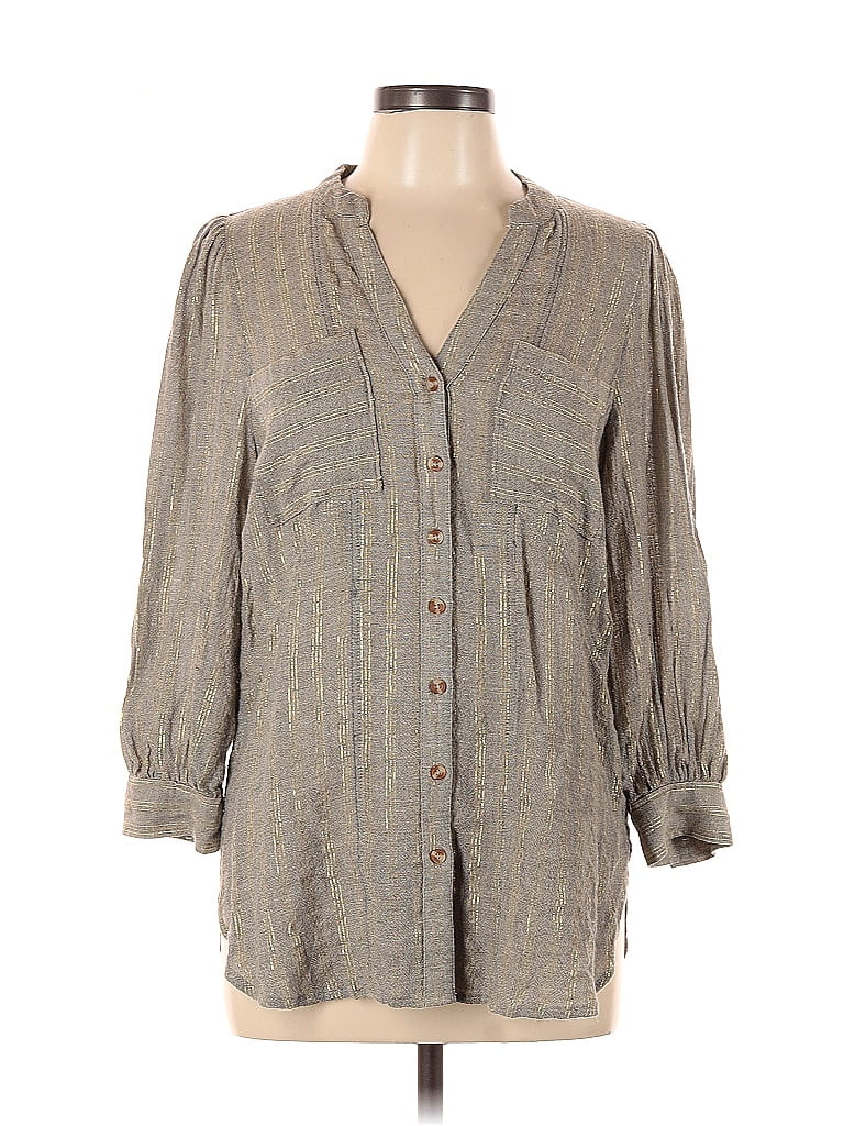 Akemi + Kin Marled Gray 3/4 Sleeve Button-Down Shirt Size 10 - 68% off ...
