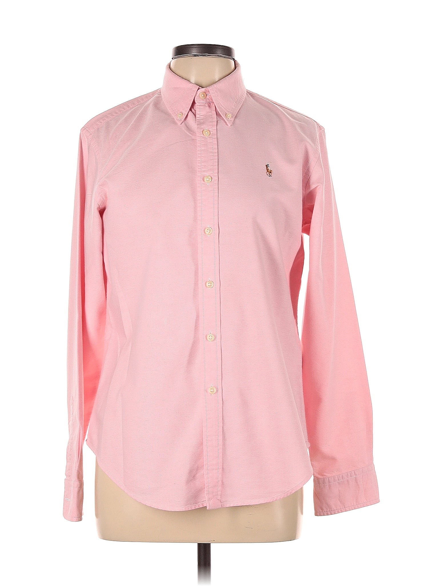 Ralph Lauren 100% Cotton Pink Long Sleeve Button-Down Shirt Size 12 - 71% off | ThredUp