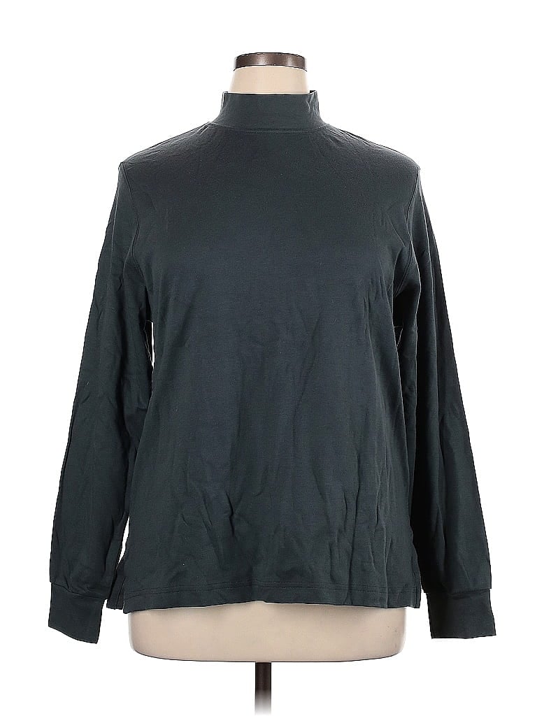 Peruvian Connection 100% Cotton Gray Long Sleeve Turtleneck Size XL ...