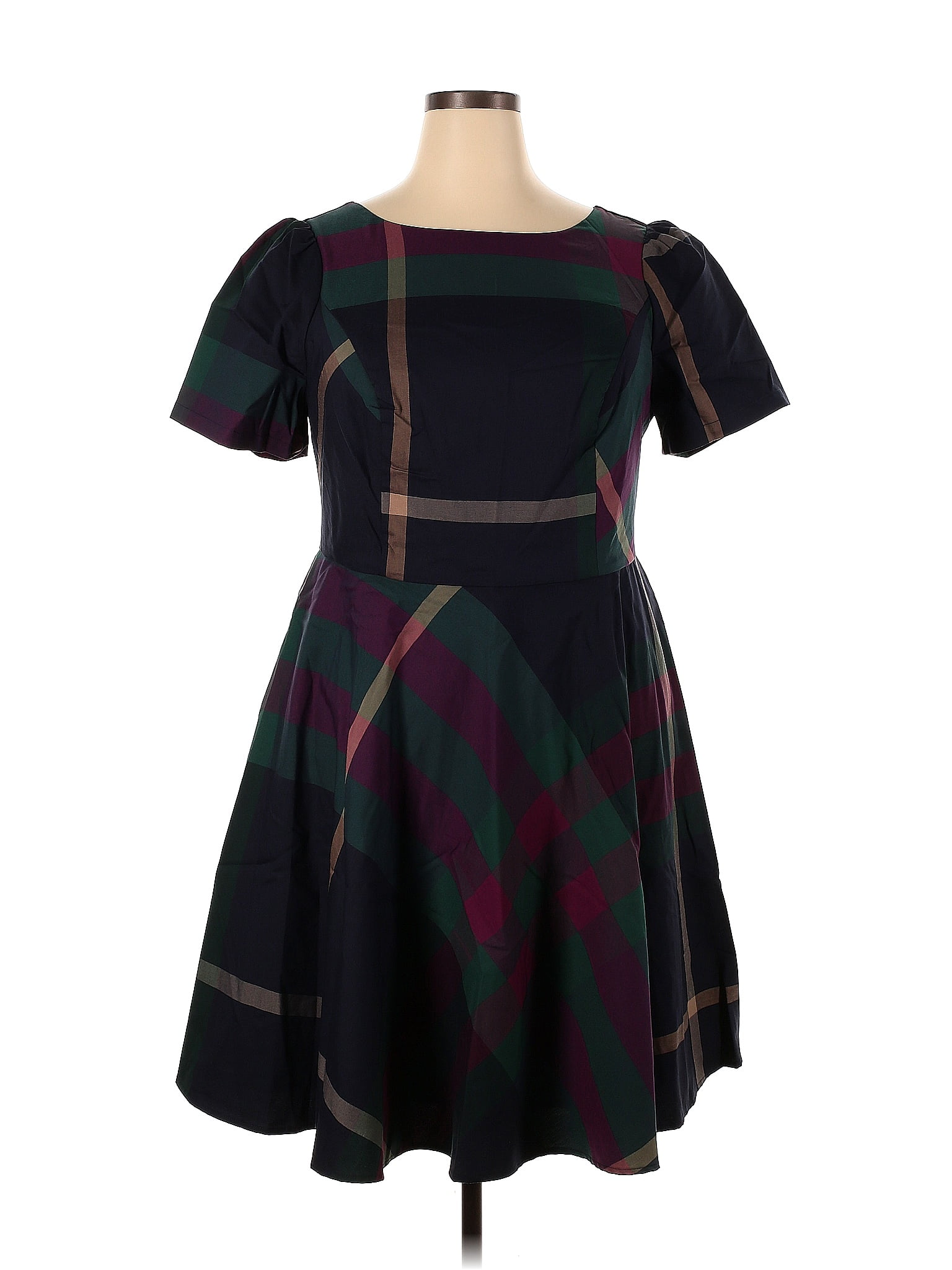 ModCloth Argyle Plaid Burgundy Casual Dress Size 20 (Plus) - 45% off ...
