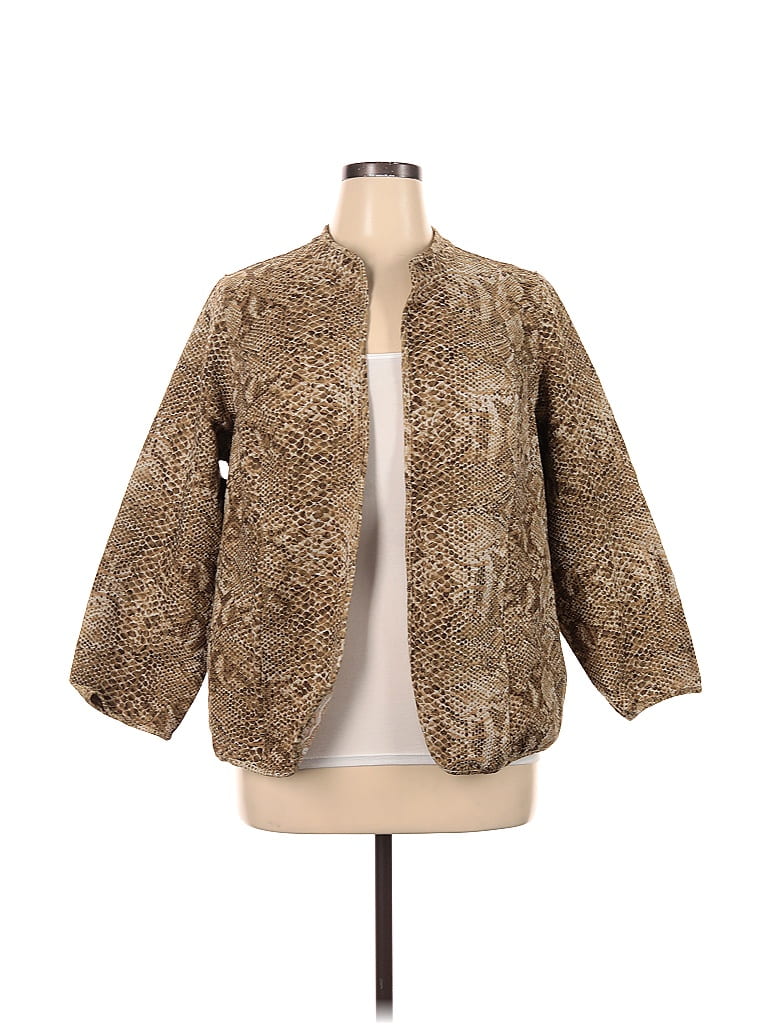 Catherines Paisley Animal Print Gold Brown Jacket Size 0X (Plus) - 66% ...