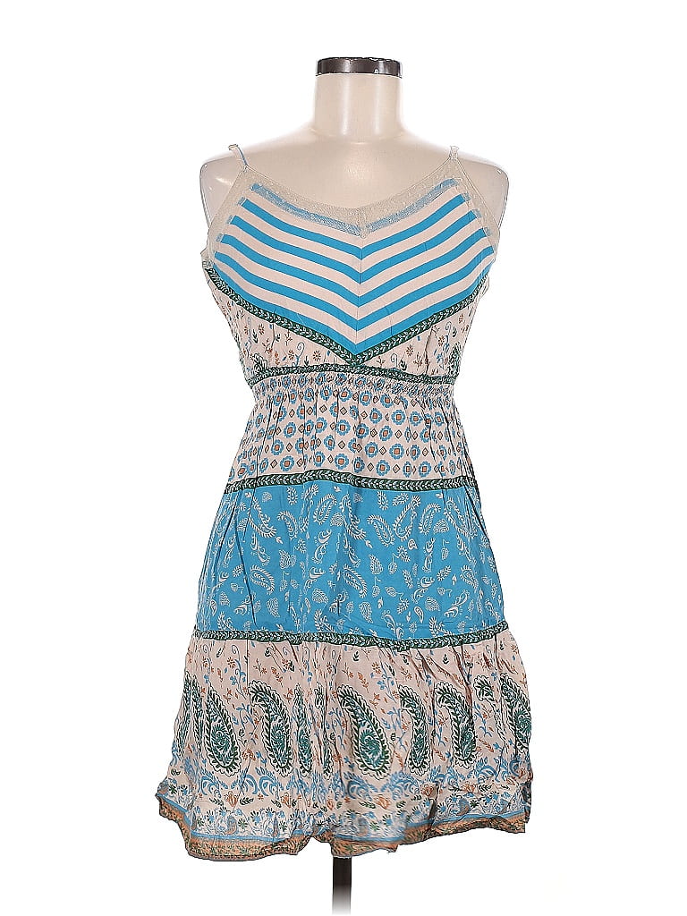 American Rag Cie 100% Viscose Paisley Blue Cocktail Dress Size M - 64% ...