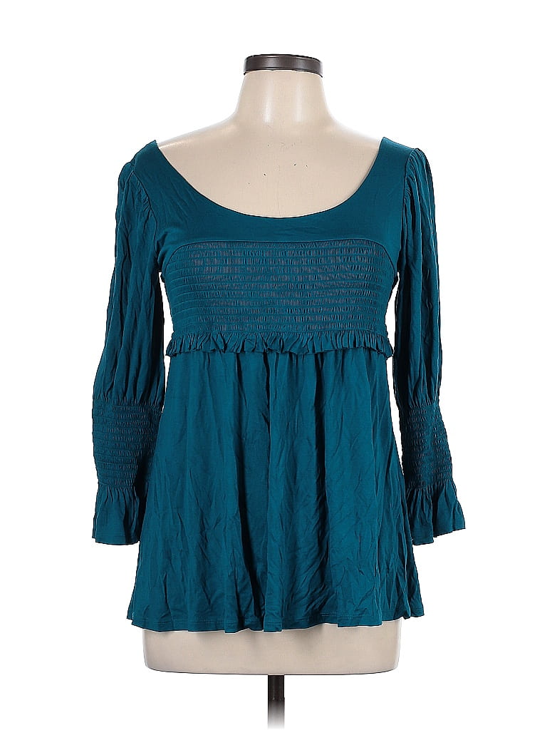 Moda International Teal 3/4 Sleeve Top Size L - 48% off | ThredUp