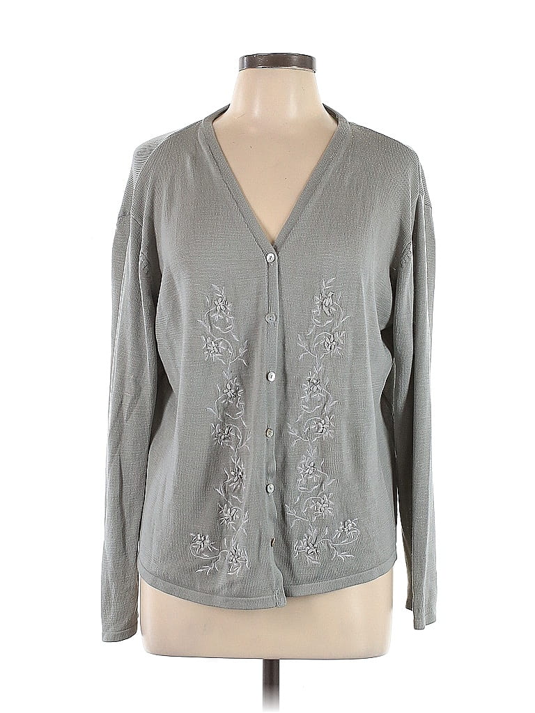 Stephanie Rogers 100% Acrylic Gray Cardigan Size L - 65% off | ThredUp