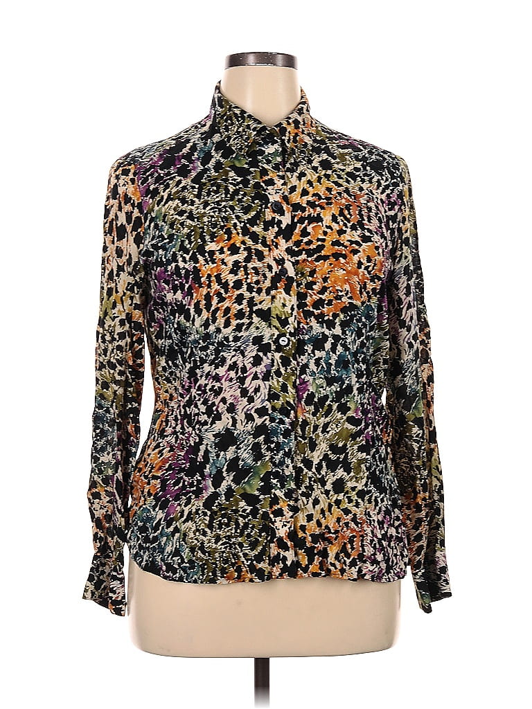Foxcroft 100% Rayon Snake Print Batik Animal Print Leopard Print Black ...