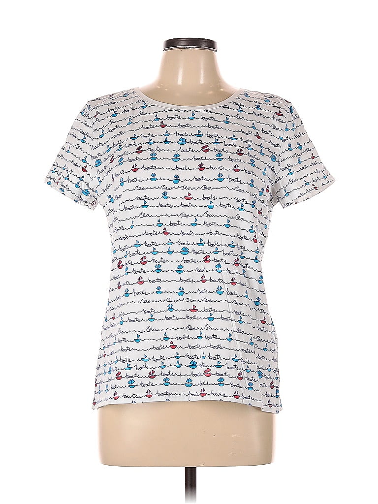 Talbots Outlet Tweed Fair Isle Polka Dots White Short Sleeve T-Shirt ...