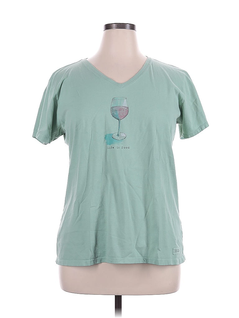 Life Is Good 100% Cotton Print Teal Short Sleeve T-Shirt Size XL - 37% ...