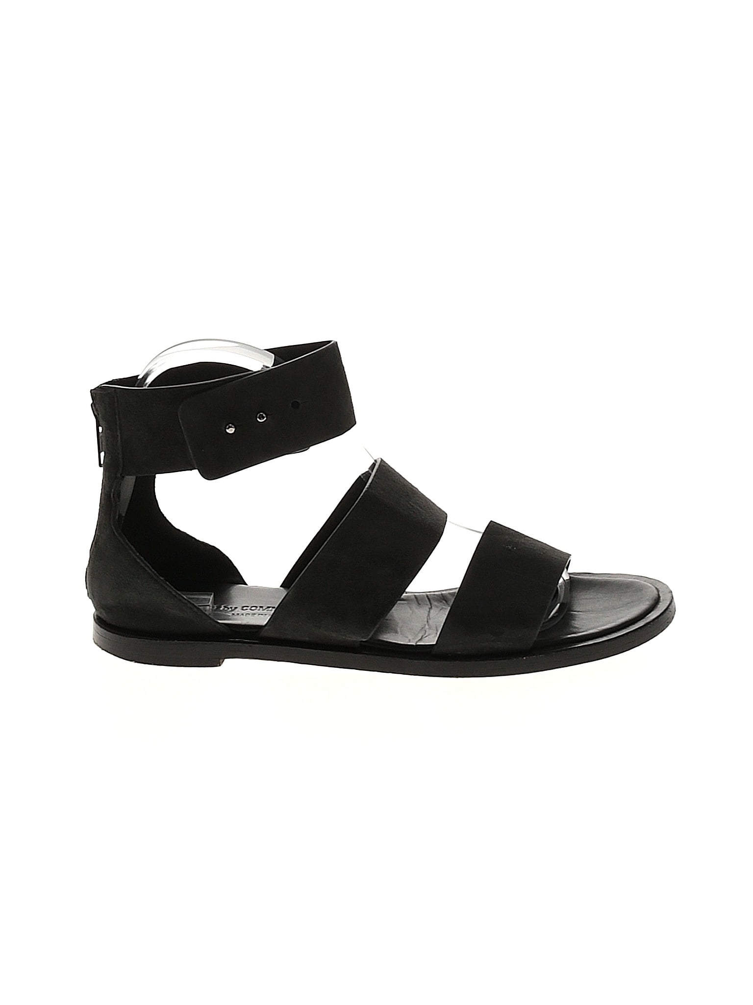 Woman by Common Projects 100% Leather Black Gray Sandals Size 38 (EU ...