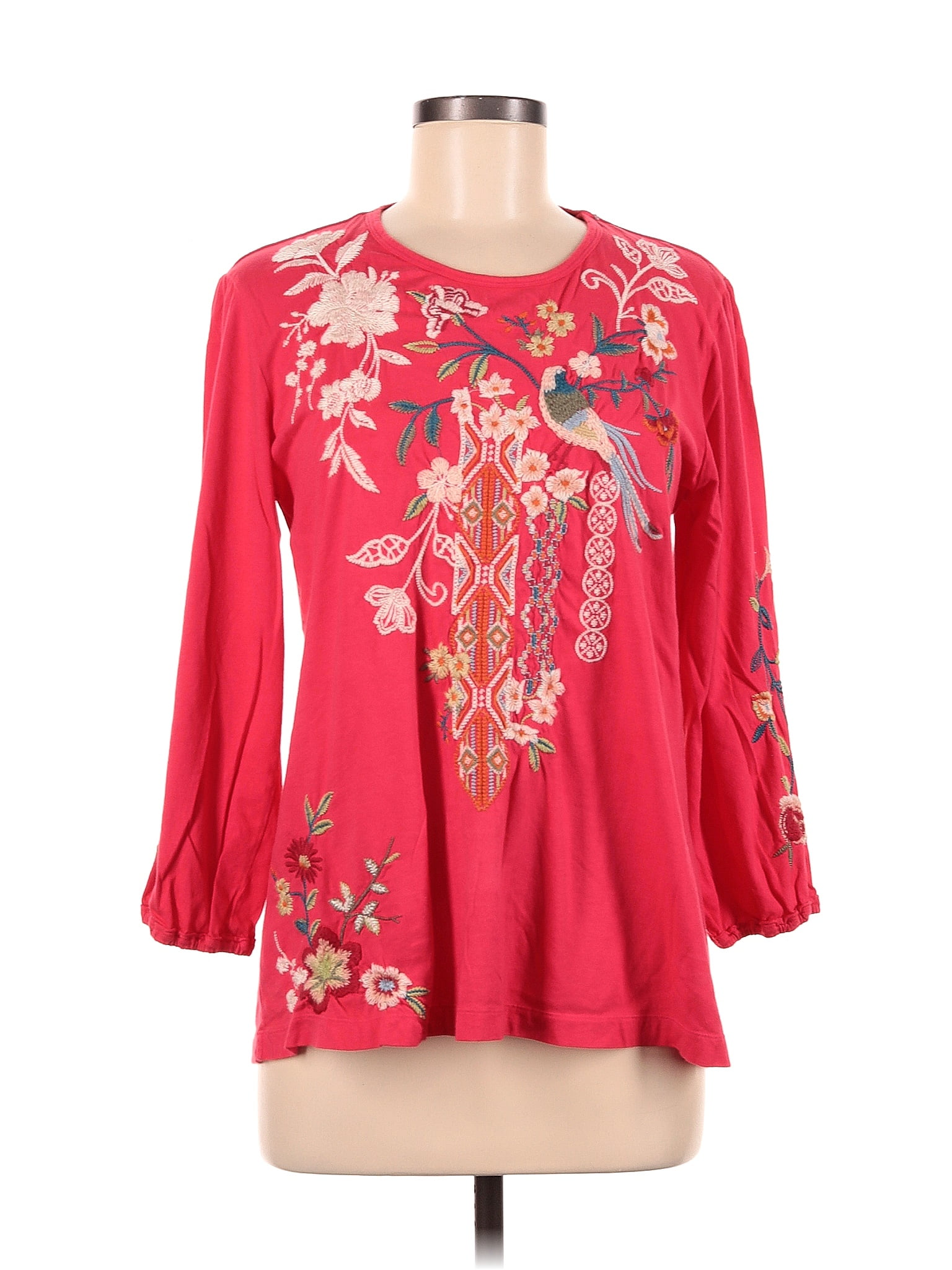 Johnny Was Red 3/4 Sleeve Blouse Size M - 72% off | ThredUp