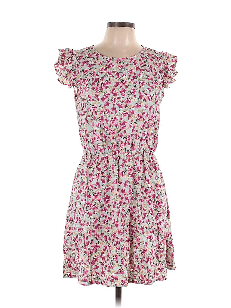 Socialite 100% Polyester Floral Pink Casual Dress Size L - 47% off ...