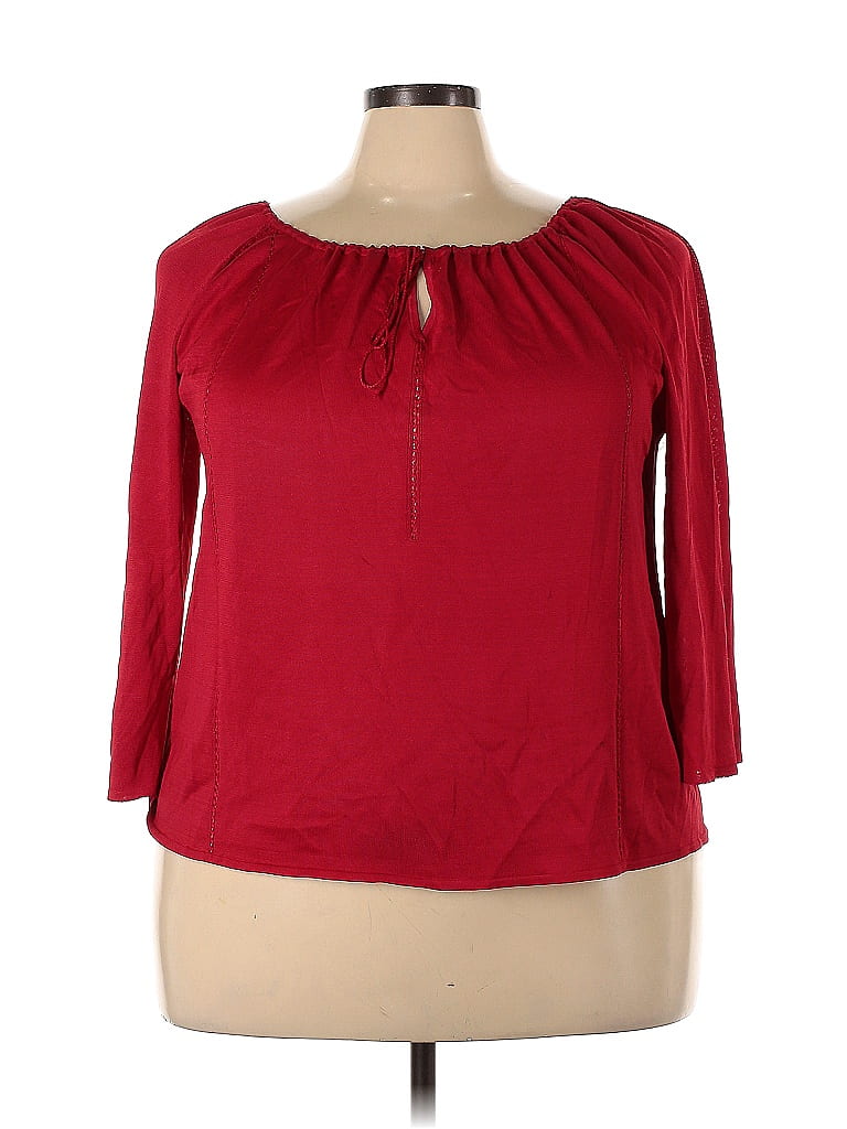 DKNY 100% Silk Red 3/4 Sleeve Silk Top Size 3X (Plus) - 84% off | ThredUp
