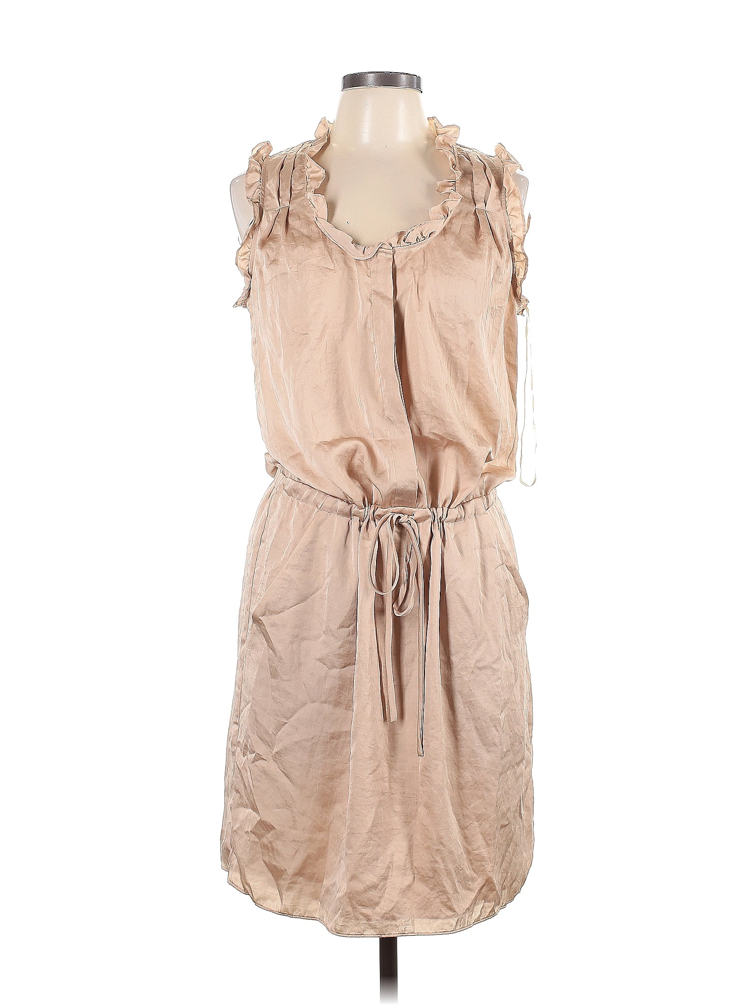 Ann Taylor Loft 100 Polyester Tan Casual Dress Size 12 71 Off Thredup