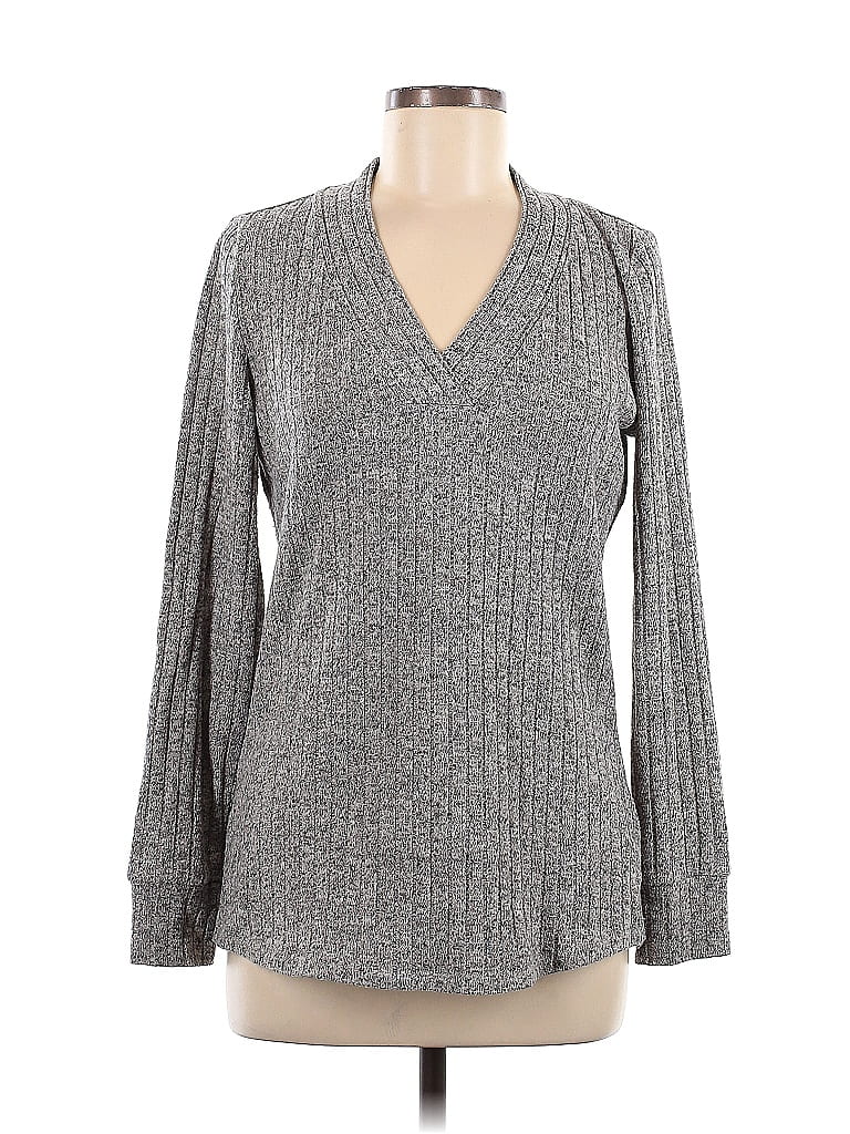 Doe & Rae Metallic Gray Pullover Sweater Size M - 75% off | ThredUp