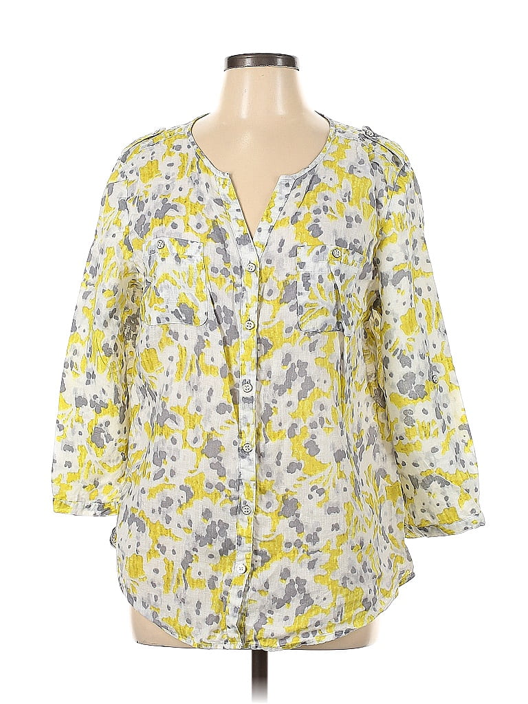 JM Collection 100% Linen Yellow 3/4 Sleeve Blouse Size 12 - 54% off ...