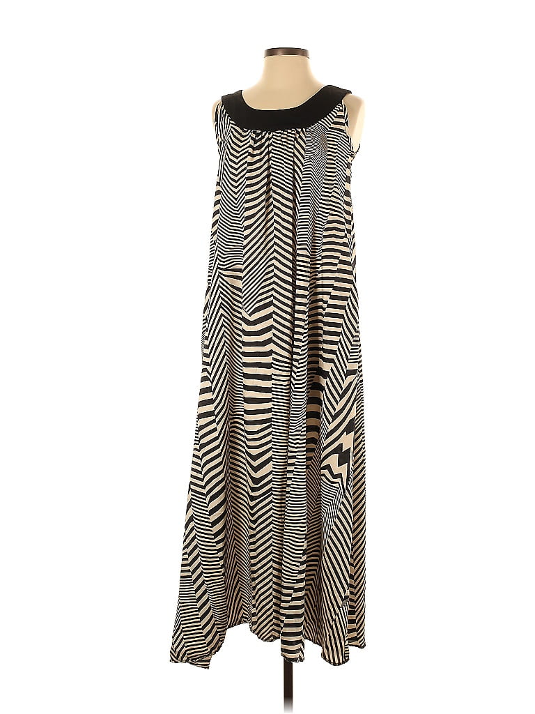 Dixie Chevron-herringbone Graphic Stripes Brown Casual Dress Size S ...