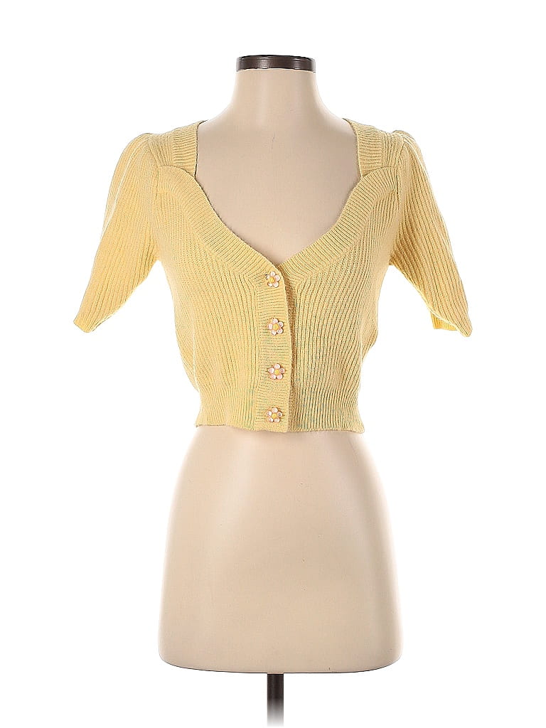 J.ING 100% Cotton Yellow Cardigan Size S - 71% off | ThredUp