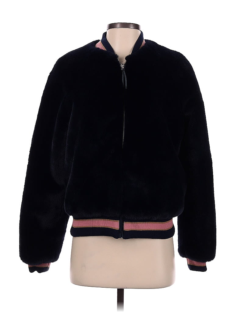 Mother 100% Recycled Polyester Black Blue Faux Fur Jacket Size S - 79% ...