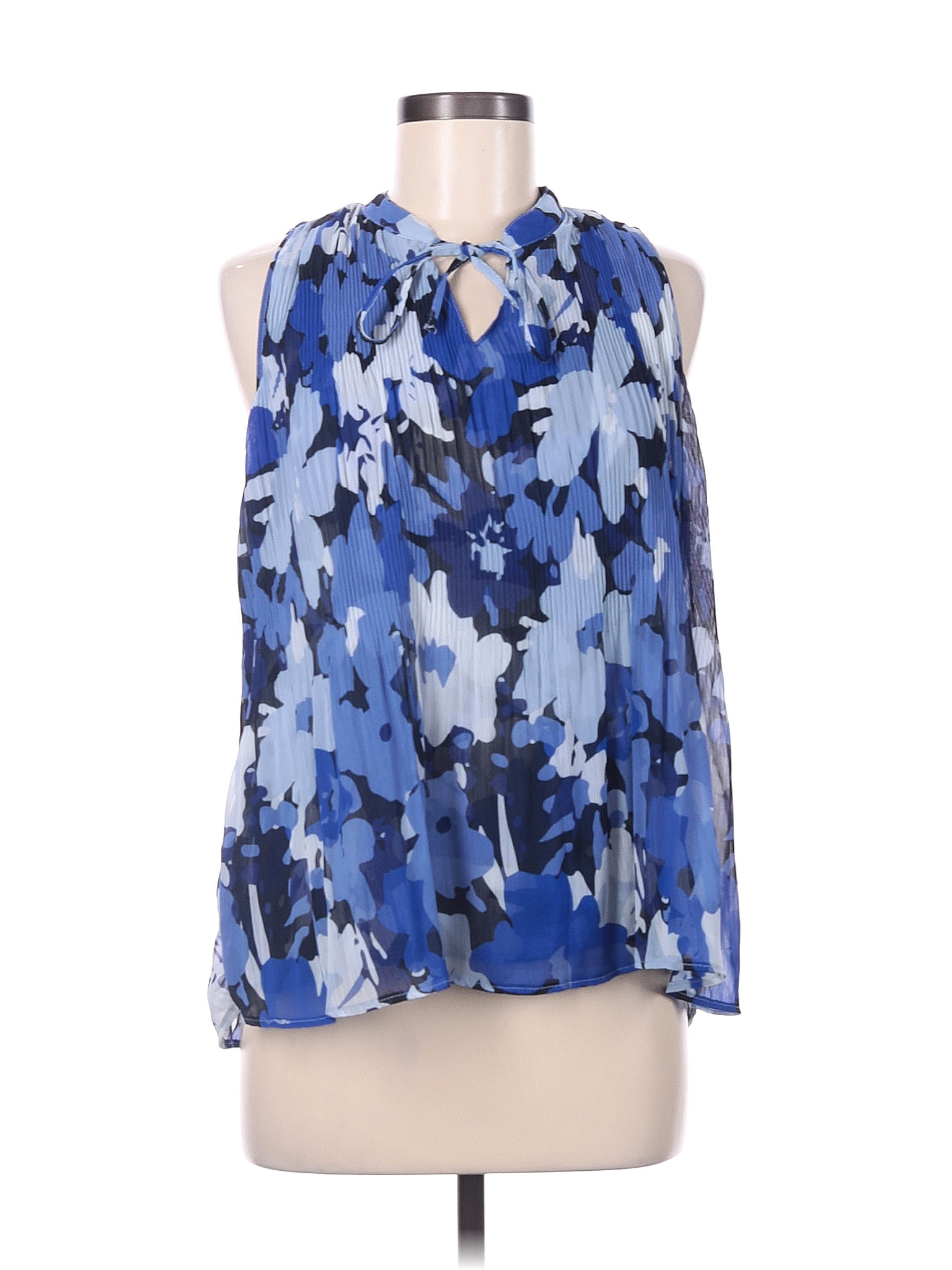 Ellen Tracy 100 Polyester Blue Sleeveless Blouse Size M 76 Off