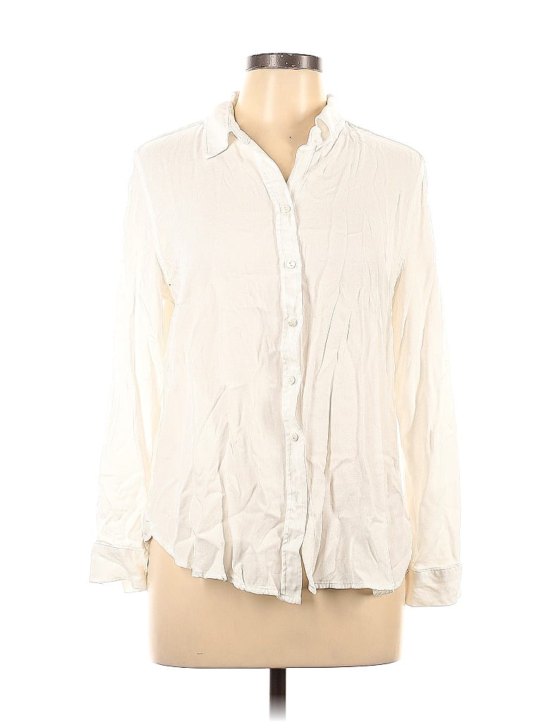Jane and Delancey 100% Rayon Ivory Long Sleeve Button-Down Shirt Size L - 71% off | ThredUp