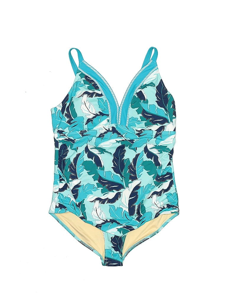 Cabana Life X Talbots Paisley Graphic Tropical Camo Blue One Piece ...