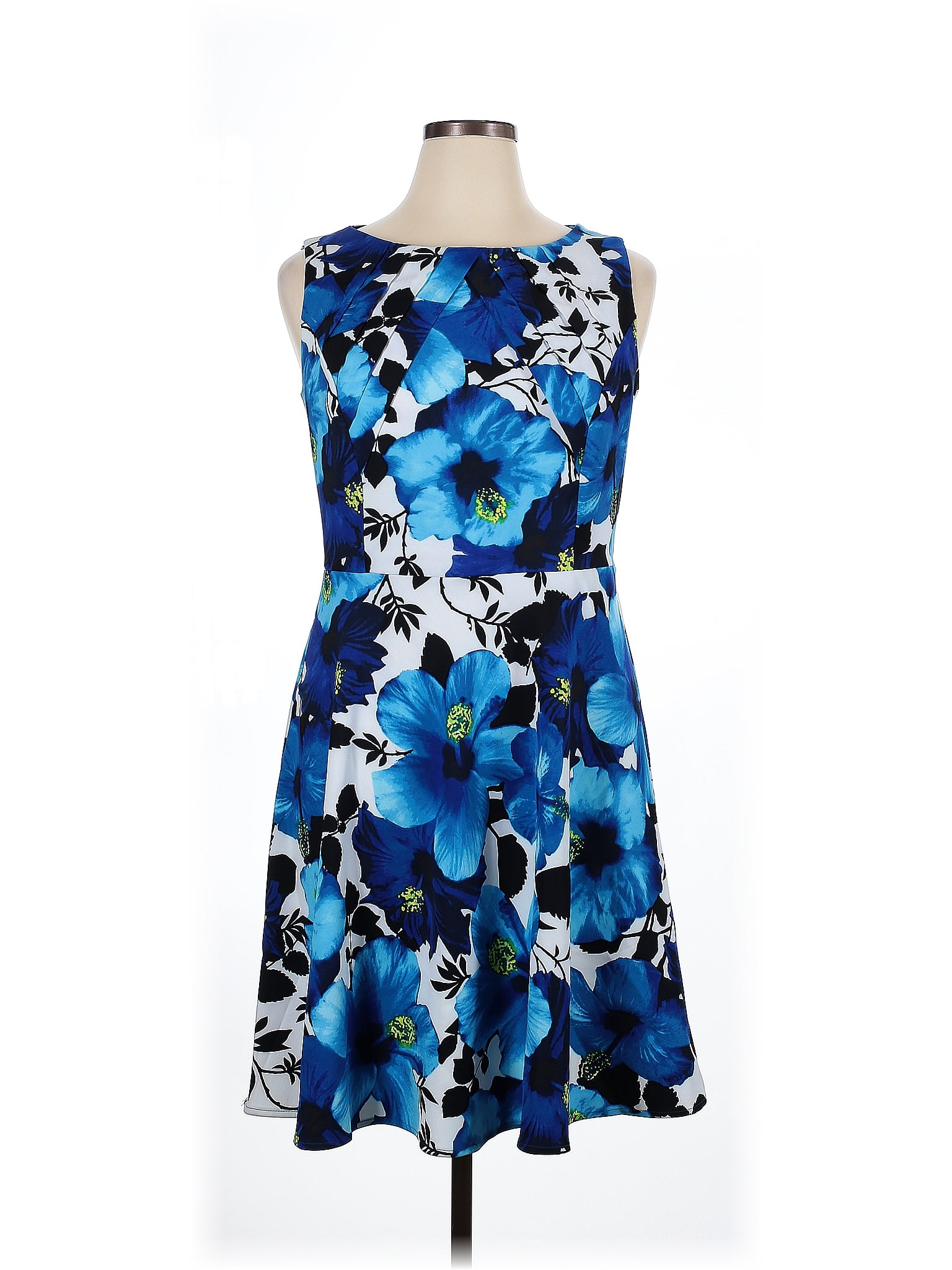 AB Studio Floral Blue Cocktail Dress Size 16 - 35% off | ThredUp