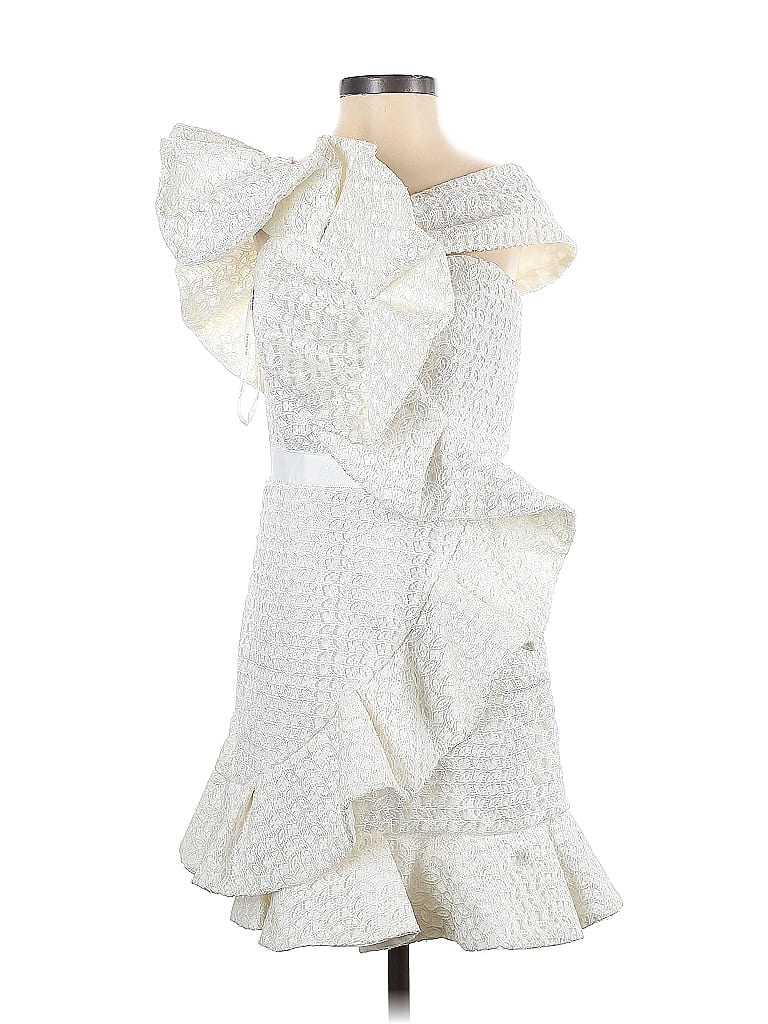 Self-Portrait 100% Polyester Tweed White Cocktail Dress Size 6 - 77% ...