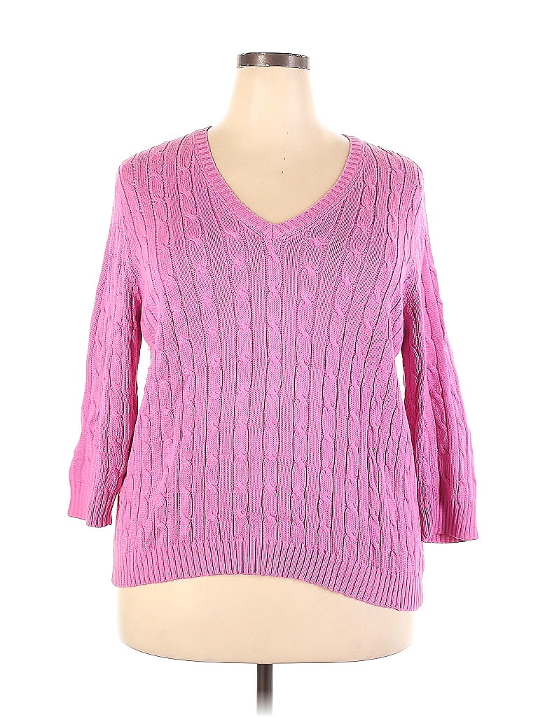 Jones New York Signature 100% Cotton Pink Pullover Sweater Size 2X ...